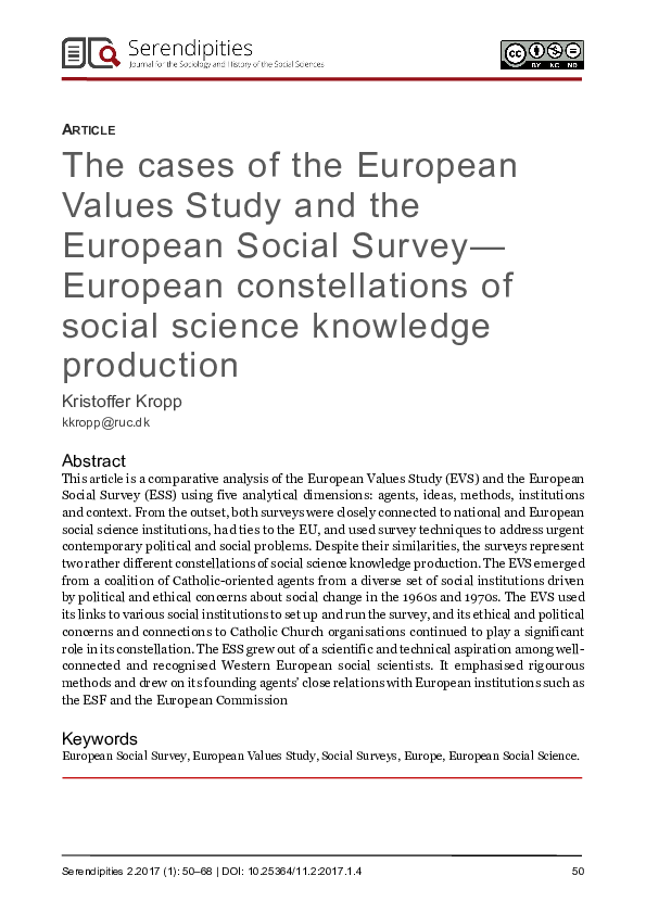 (PDF) The Cases of the European Values Study and the European Social ...