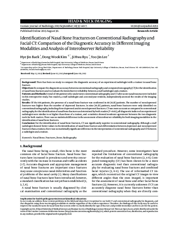 (PDF) Identification of Nasal Bone Fractures on Conventional ...
