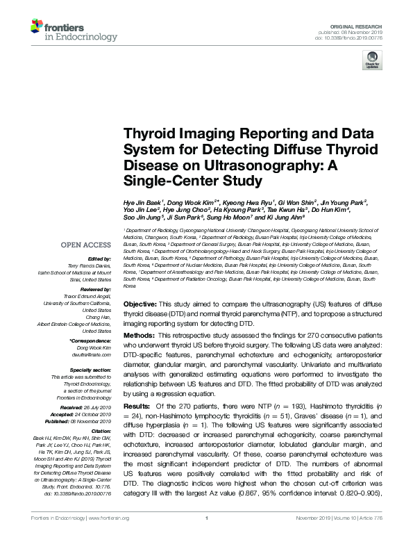 (PDF) Thyroid Imaging Reporting and Data System for Detecting Diffuse ...