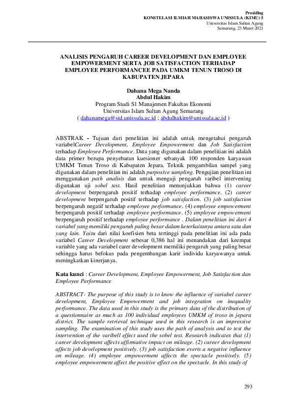 (PDF) Analisis Pengaruh Career Development Dan Employee Empowerment ...
