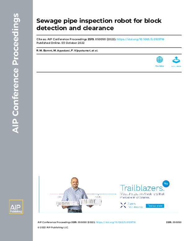 (PDF) Sewage pipe inspection robot for block detection and clearance