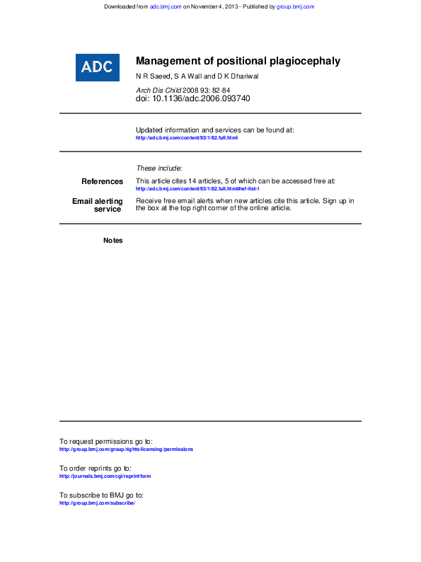 (PDF) Management of positional plagiocephaly