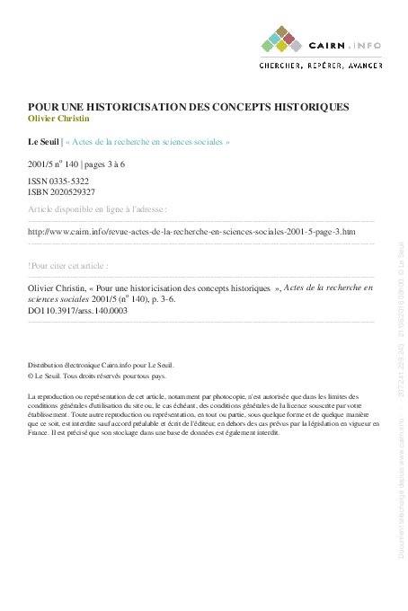 (PDF) Pour une historicisation des concepts historiques