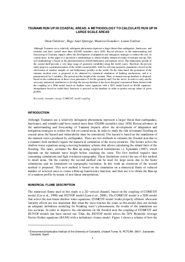 Pdf Tsunami Run Up In Coastal Areas A Methodology To Calculate Run Up In Large Scale Areas