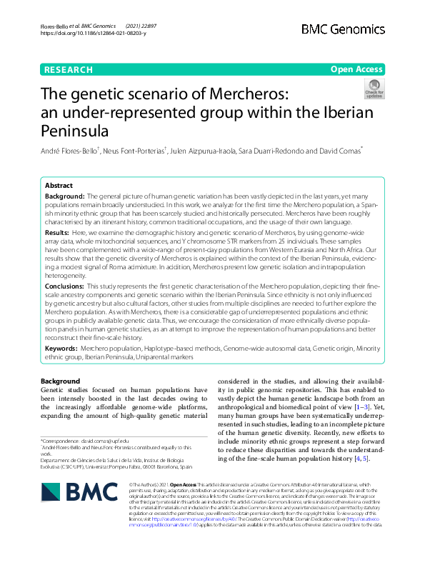 (PDF) The genetic scenario of Mercheros: an under-represented group ...