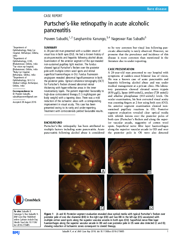 (PDF) Purtscher's-like retinopathy in acute alcoholic pancreatitis