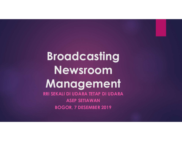 (PDF) Broadcasting Newsroom Management