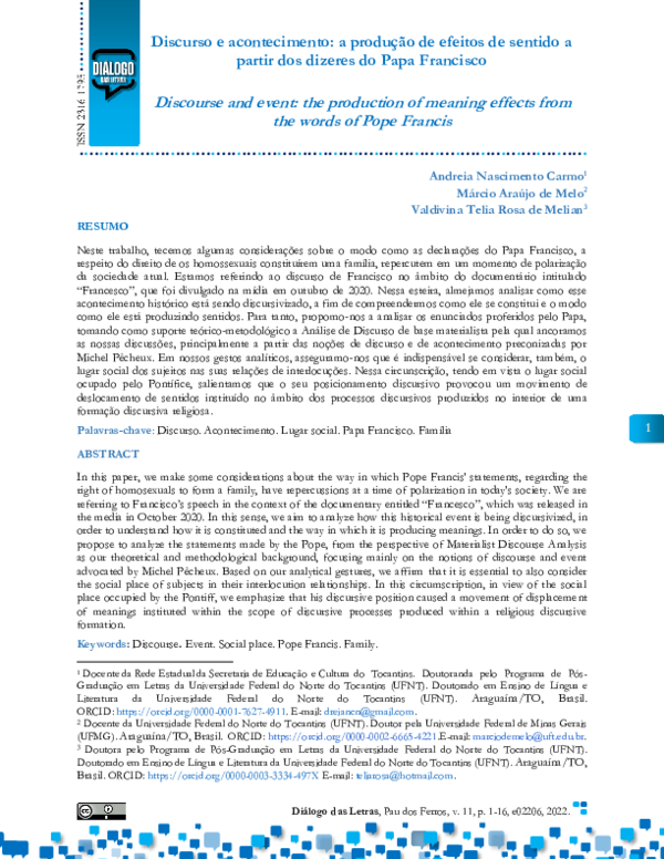 (PDF) Discurso e acontecimento a producao de efeitos de sentido a ...