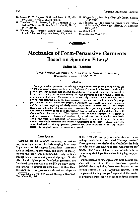 (PDF) Mechanics of Form-Persuasive Garments Based on Spandex Fibers1