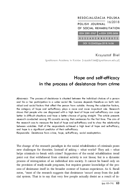 (PDF) Hope and self-efficacyin the process of desistance from crime