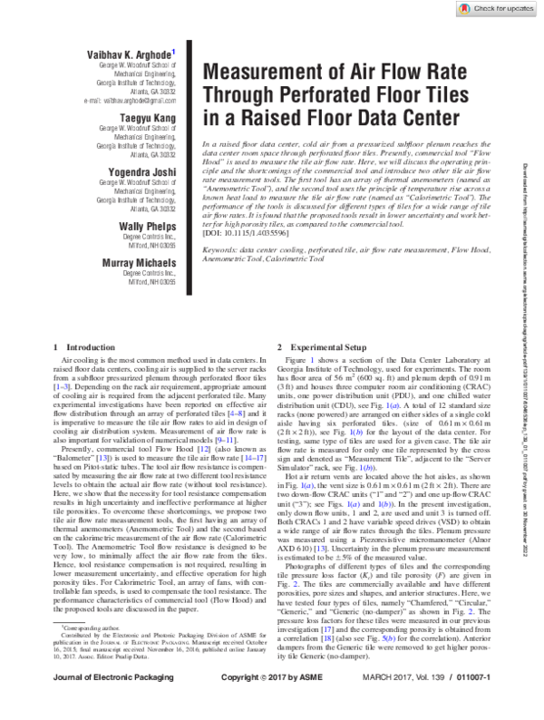 (PDF) Measurement of Air Flow Rate Through Perforated Floor Tiles in a ...