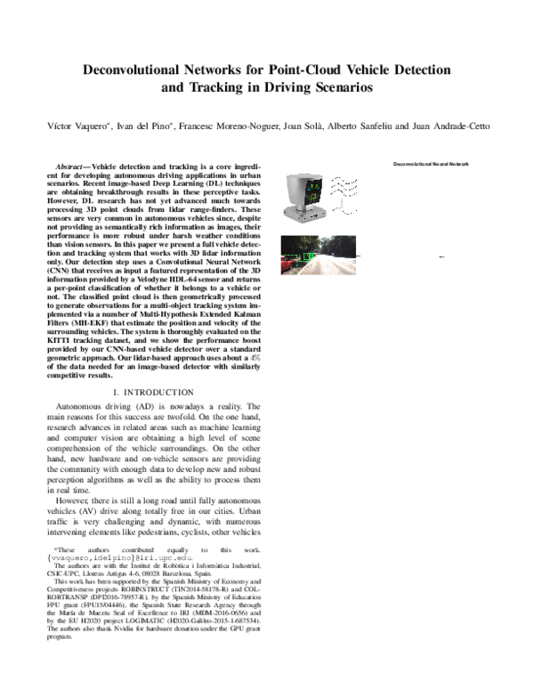 (PDF) Deconvolutional networks for point-cloud vehicle detection and tracking in driving scenarios