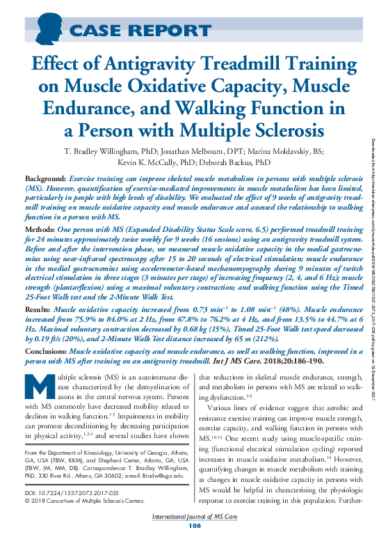 (PDF) Case Report: Effect of Antigravity Treadmill Training on Muscle Oxidative Capacity, Muscle ...