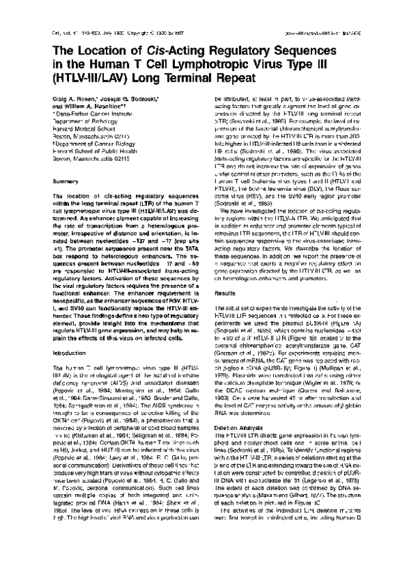 (PDF) The location of cis-acting regulatory sequences in the human T ...