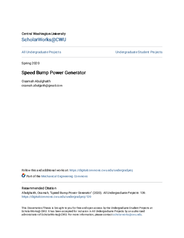(PDF) Speed Bump Power Generator
