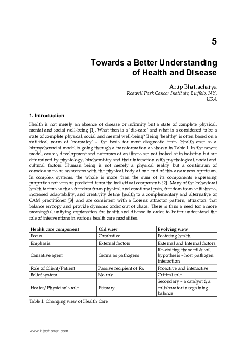 (PDF) Towards a Better Understanding of Health and Disease