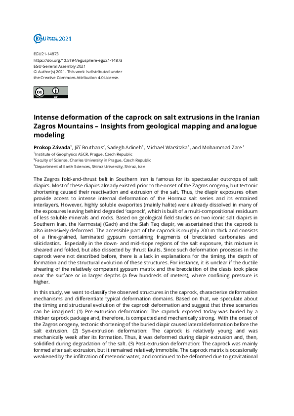 (PDF) Intense deformation of the caprock on salt extrusions in the ...