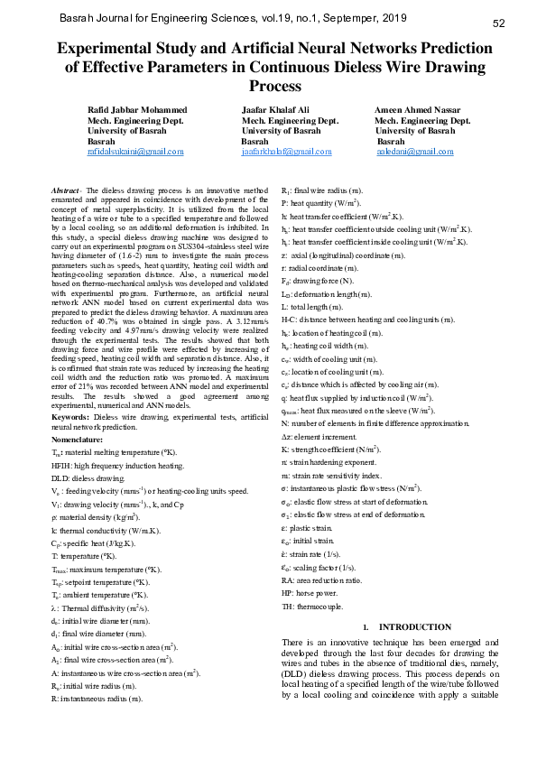 (PDF) Experimental Study and Artificial Neural Networks Prediction of Effective Parameters in ...