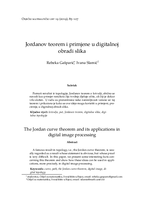 (PDF) The Jordan curve theorem and its applications in digital image ...