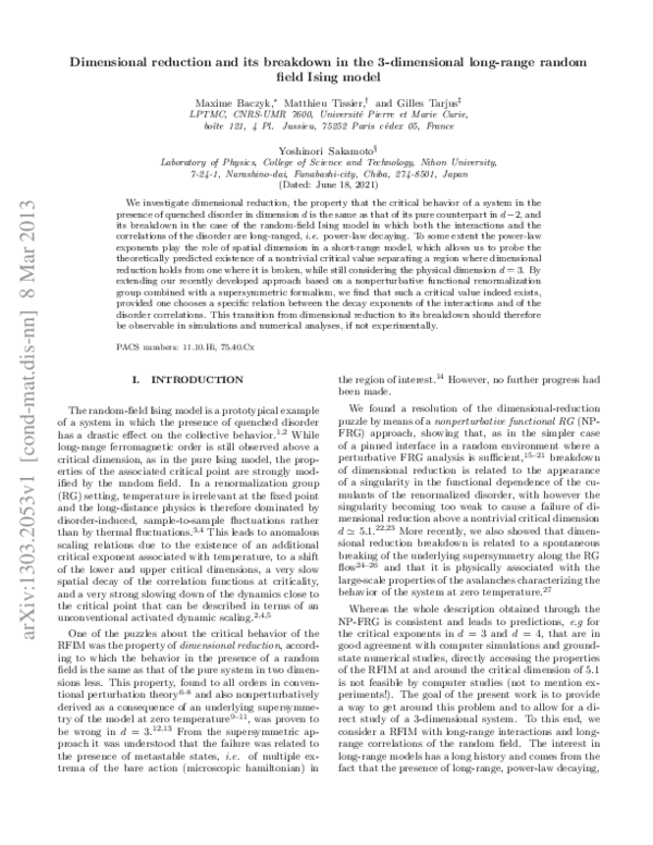 (PDF) Dimensional reduction and its breakdown in the three-dimensional long-range random-field ...