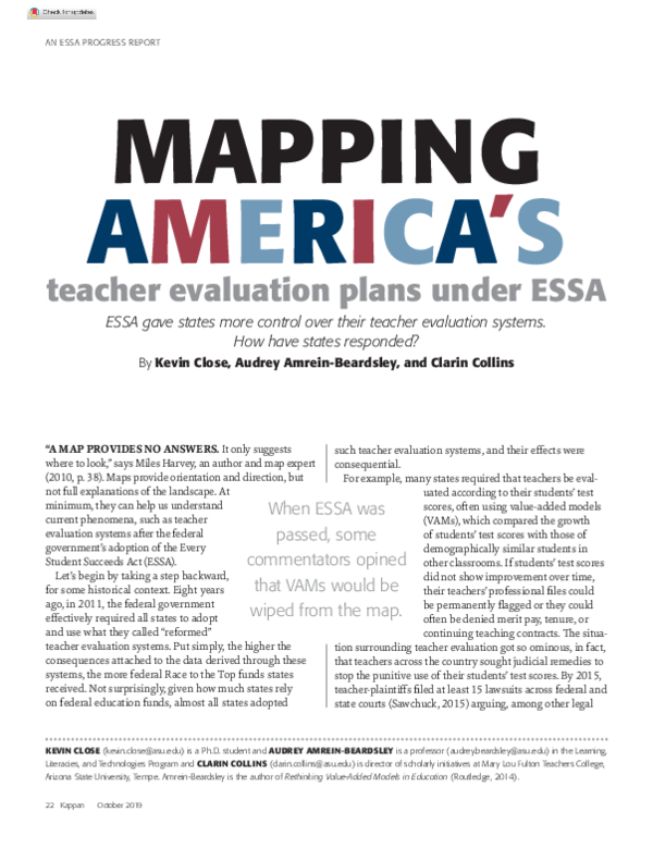 (PDF) Mapping America’s teacher evaluation plans under ESSA
