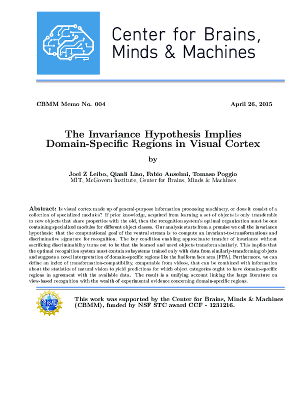 (PDF) The invariance hypothesis implies domain-specific regions in ...