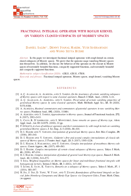 Pdf Fractional Integral Operator With Rough Kernel On Various Closed Subspaces Of Morrey