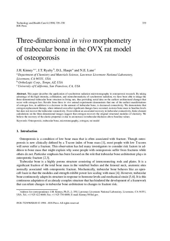 (PDF) Three-dimensional in vivo morphometry of trabecular bone in the ...