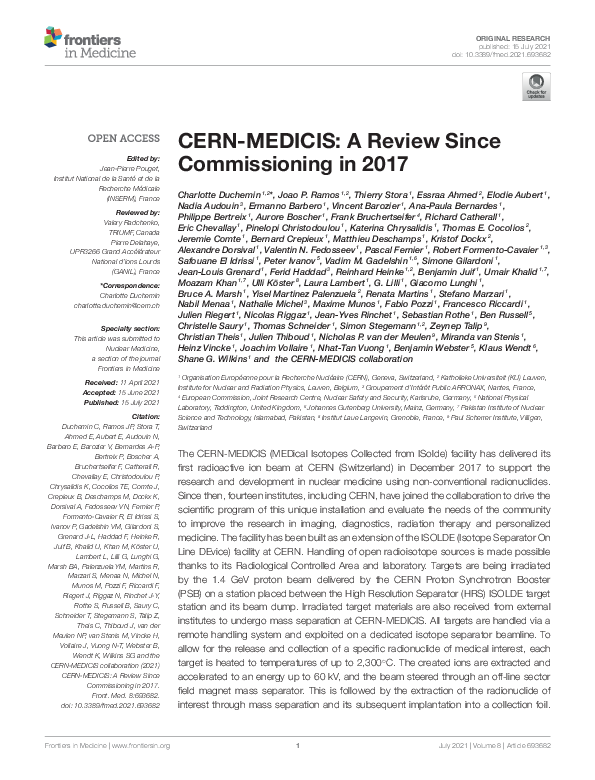 (PDF) CERN-MEDICIS: A Review Since Commissioning in 2017