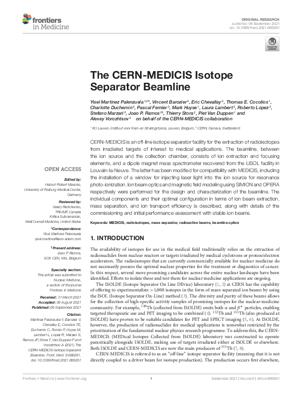 (PDF) The CERN-MEDICIS Isotope Separator Beamline