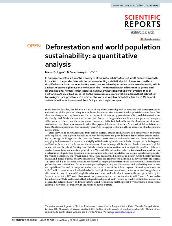 (PDF) Deforestation and world population sustainability: a quantitative ...