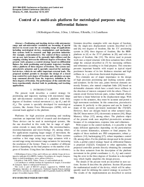 (PDF) Differential Flatness in Multi-Axis Control