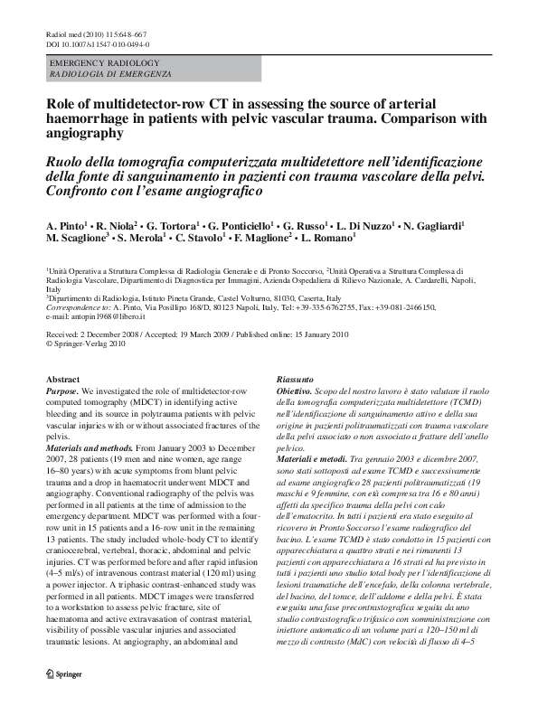 (PDF) Role of multidetector-row CT in assessing the source of arterial ...