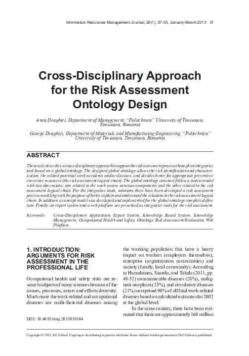 (PDF) Cross-Disciplinary Approach for the Risk Assessment Ontology ...