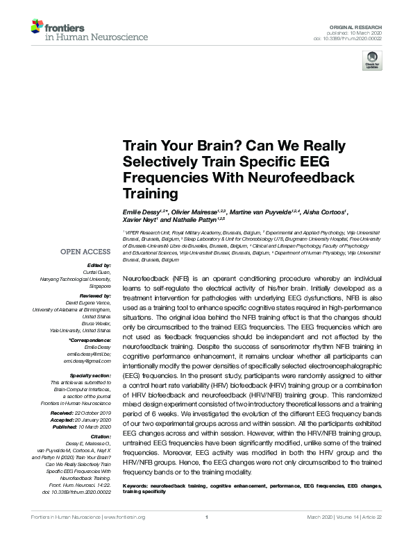 (PDF) Train Your Brain? Can We Really Selectively Train Specific EEG ...