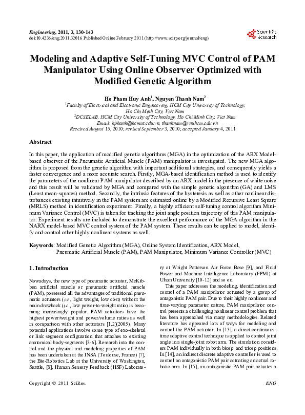 (PDF) Modeling and Adaptive Self-Tuning MVC Control of PAM Manipulator Using Online Observer ...