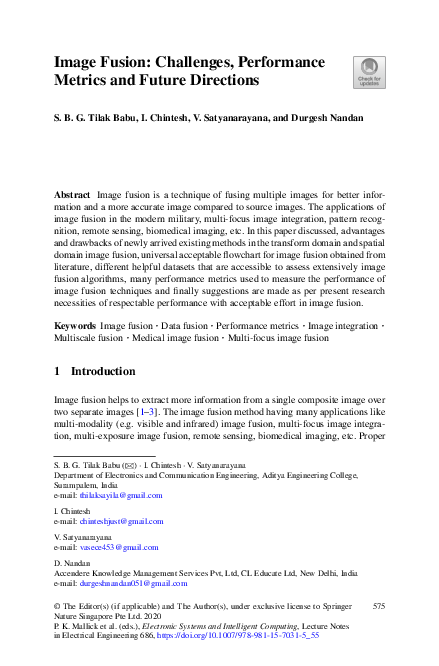 (PDF) Image Fusion: Challenges, Performance Metrics and Future Directions