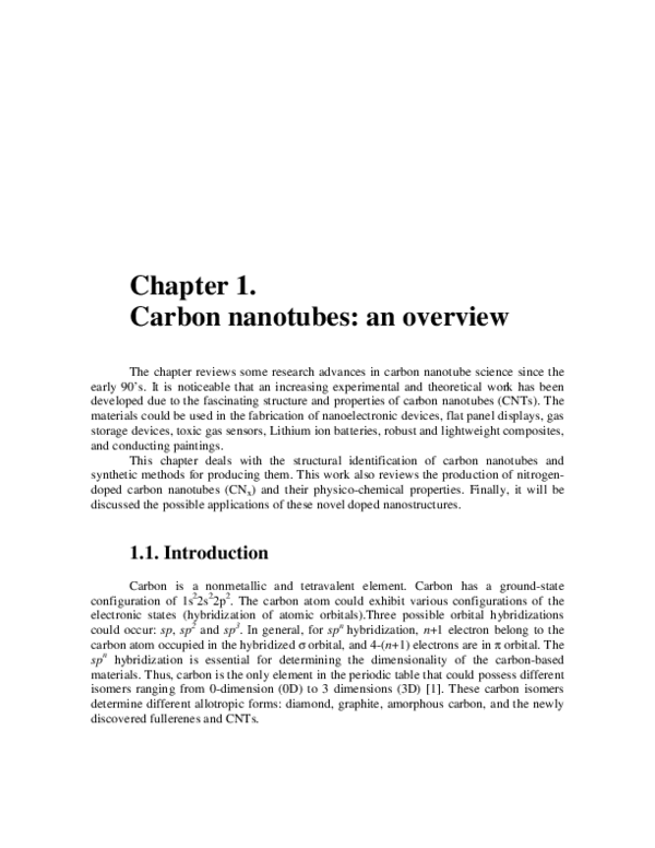(PDF) Carbon nanotubes: an overview