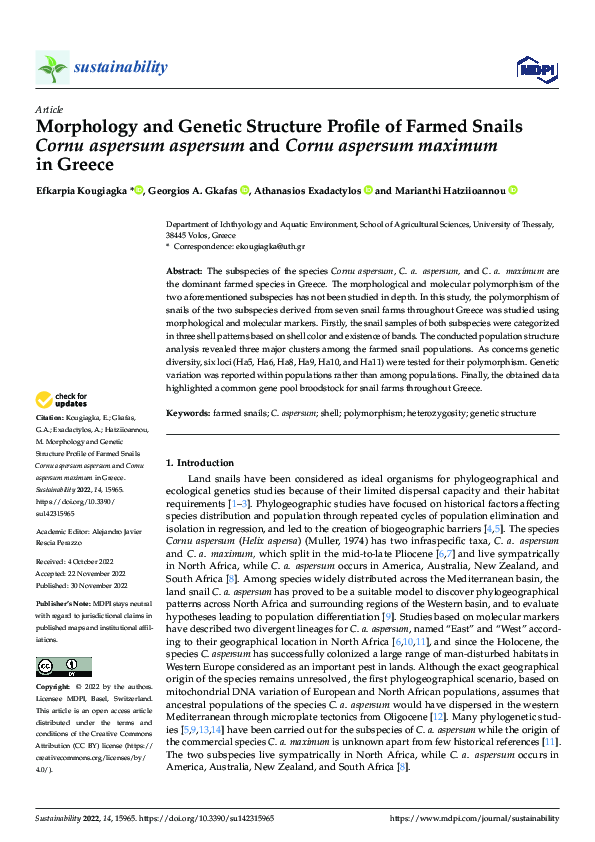 (PDF) Morphology and Genetic Structure Profile of Farmed Snails Cornu aspersum aspersum and ...
