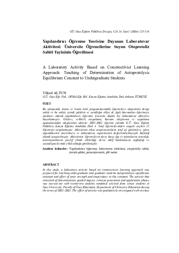 (PDF) A Laboratory Activity Based on Constructivist Learning Approach Teaching of Determination ...