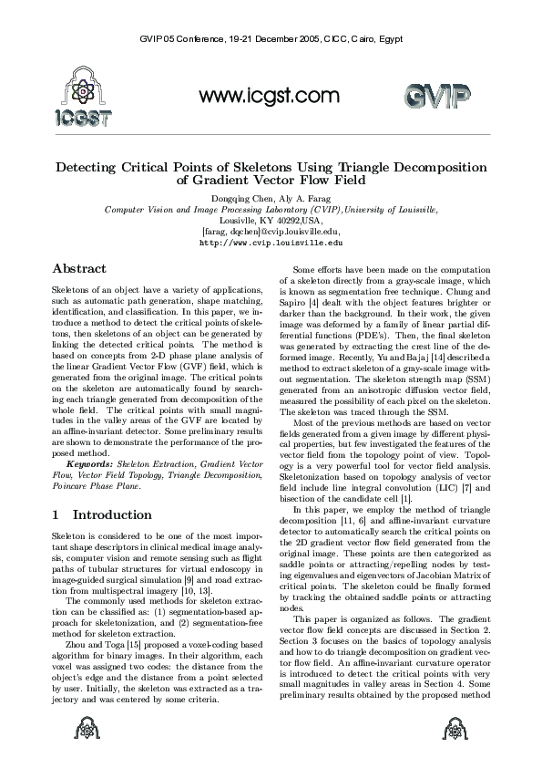 (PDF) Critical Point Detection in Skeletons via GVF