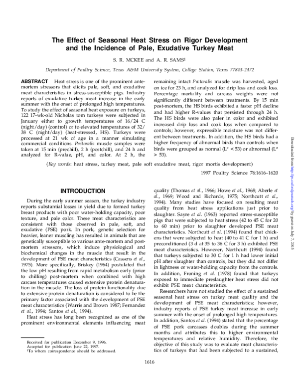 (PDF) The effect of seasonal heat stress on rigor development and the ...