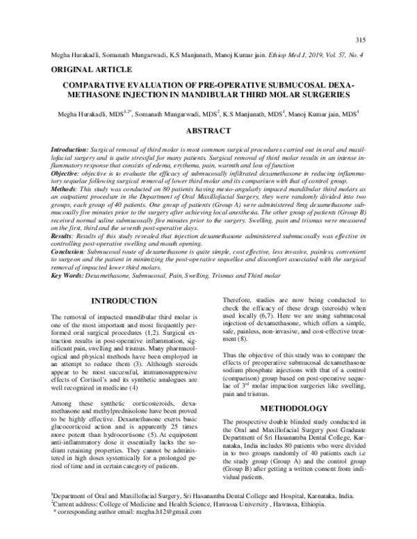 (PDF) Comparative Evaluation of Pre-Operative Submucosal Dexa ...