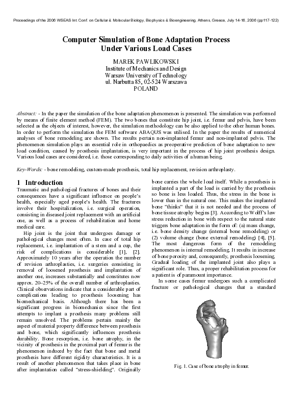(PDF) Computer Simulation of Bone Adaptation Process Under Various Load ...