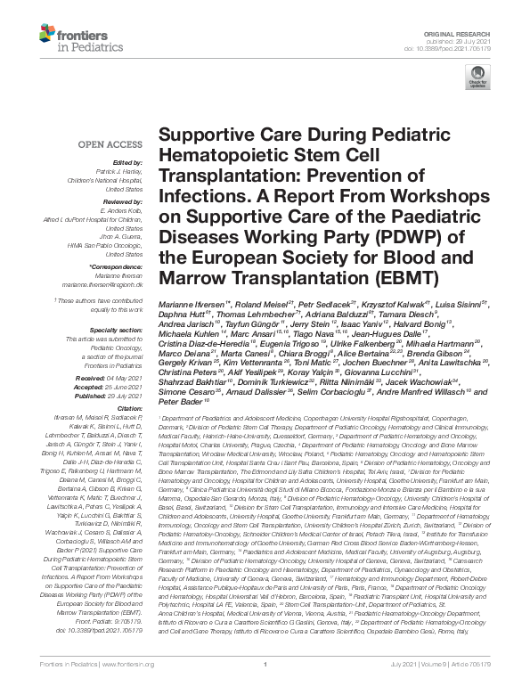 (PDF) Pediatric HSCT Supportive Care: Infection Prophylaxis Guidelines