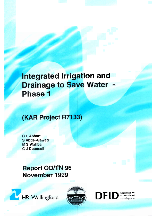 (PDF) Integrated irrigation and drainage to save water-Phase 1