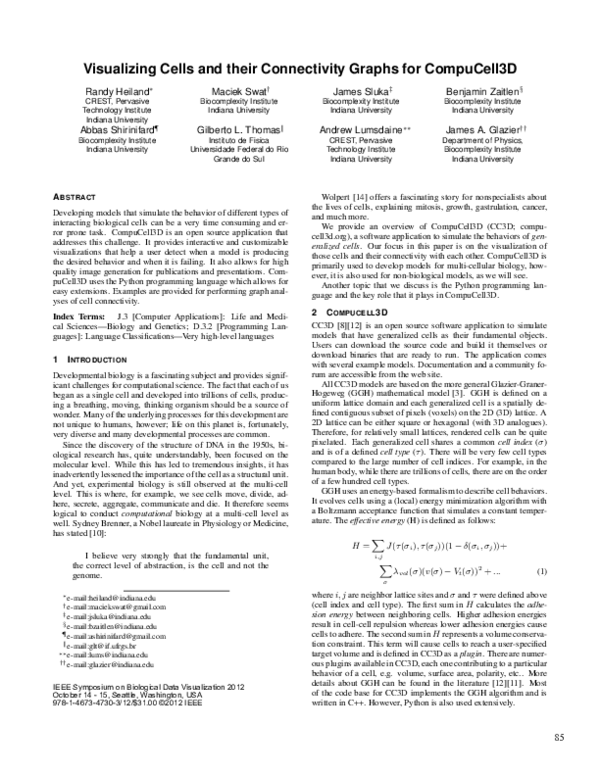 (PDF) Visualizing cells and their connectivity graphs for CompuCell3D