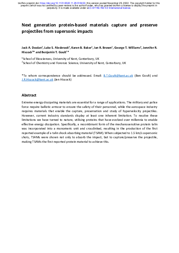 (PDF) Next generation protein-based materials capture and preserve ...