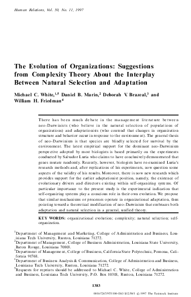 (PDF) The Evolution of Organizations: Suggestions from Complexity ...