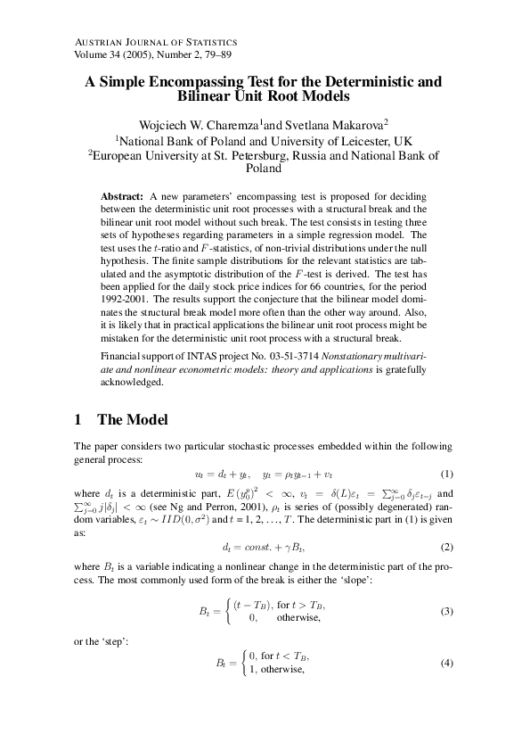 (PDF) A Simple Encompassing Test for the Deterministic and Bilinear ...